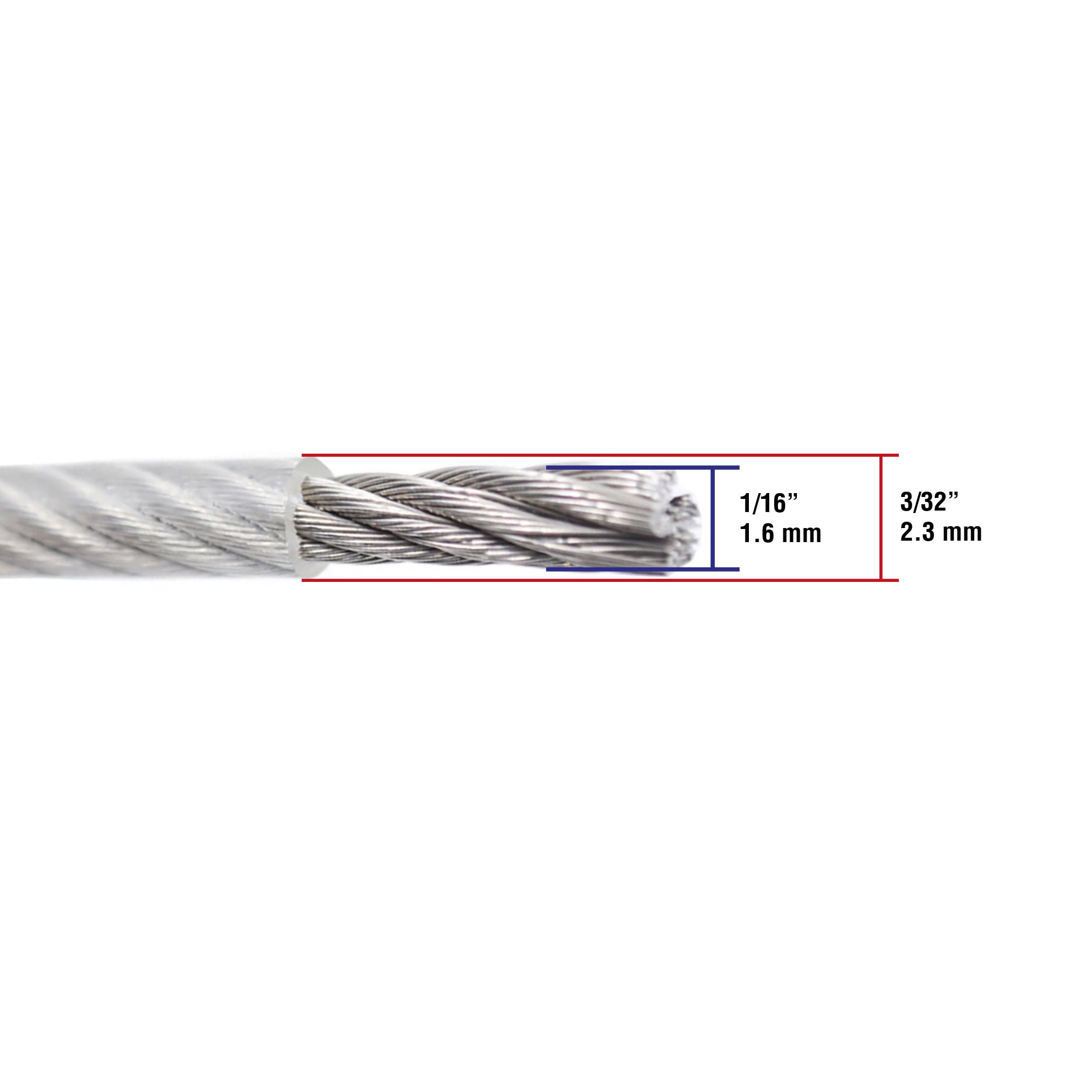 Cable Guaya Acero de 1/16" Plastificado a 3/32" en PVC Cristal x 1000 ...